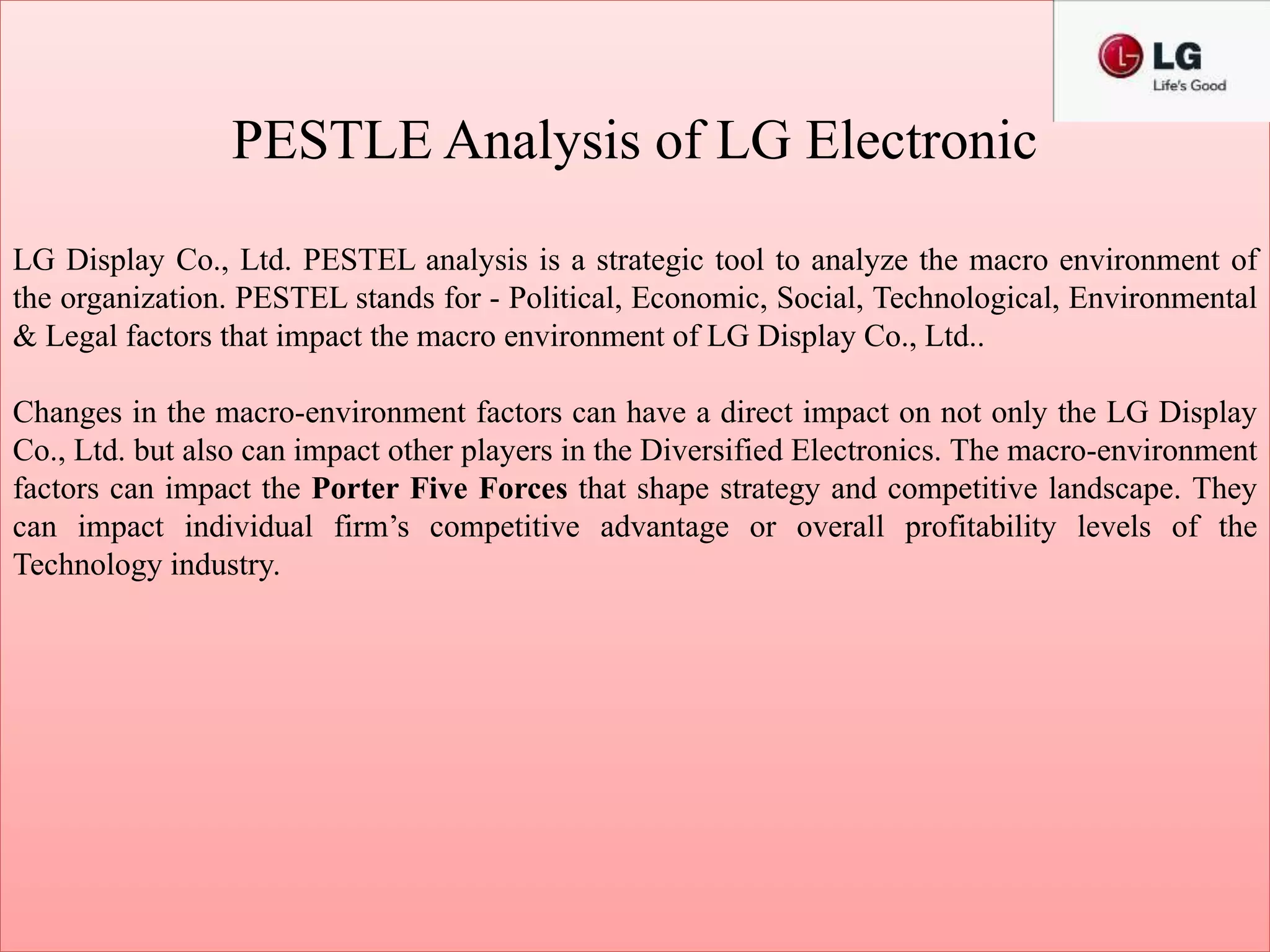 PESTAL Analysis of LG Electronics | PPTX