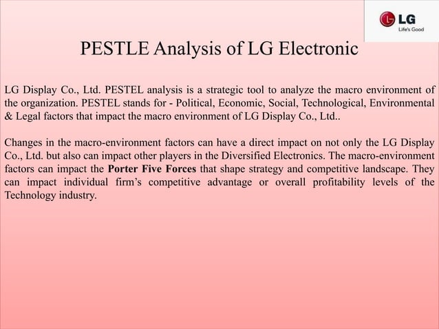 PESTAL Analysis of LG Electronics | PPTX | Technology Industry | Industries