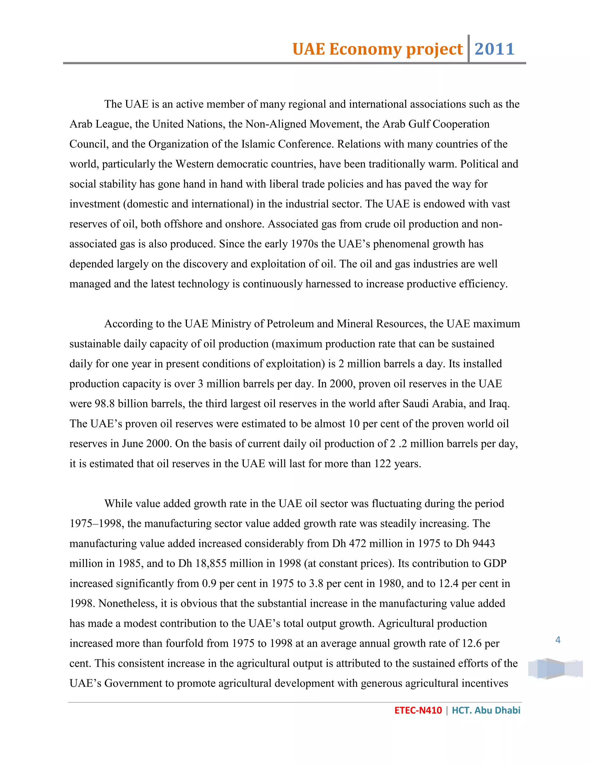 Economy Report of United Arab Emirates | PDF
