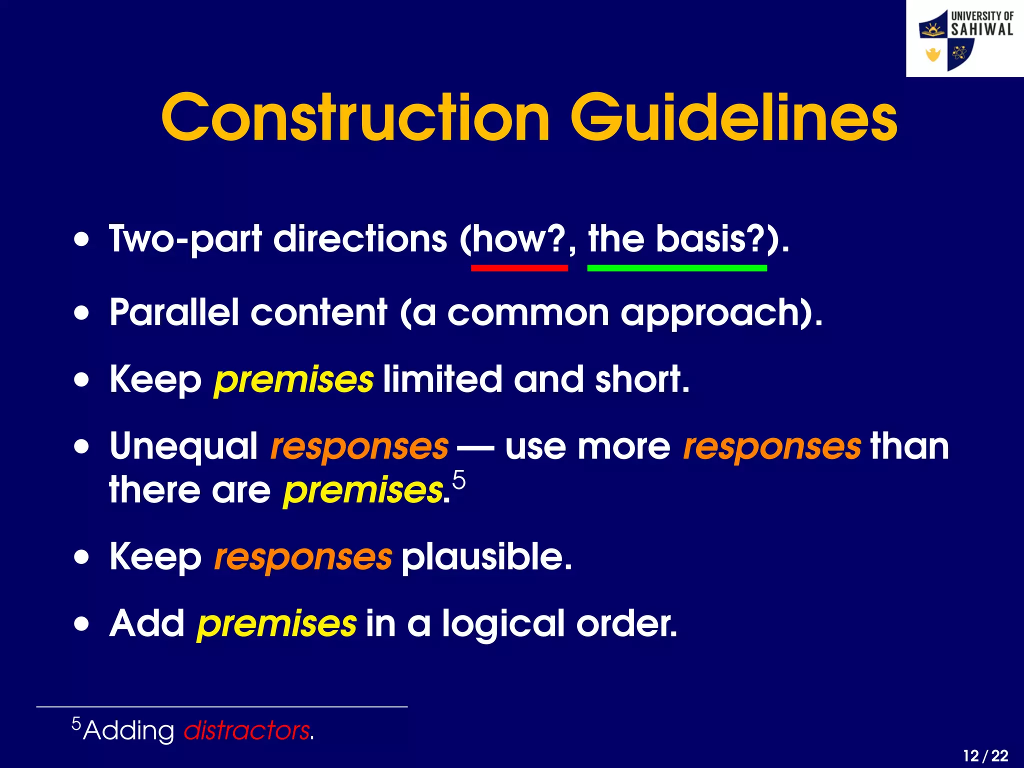 Types of Assessment: Matching Questions | PDF