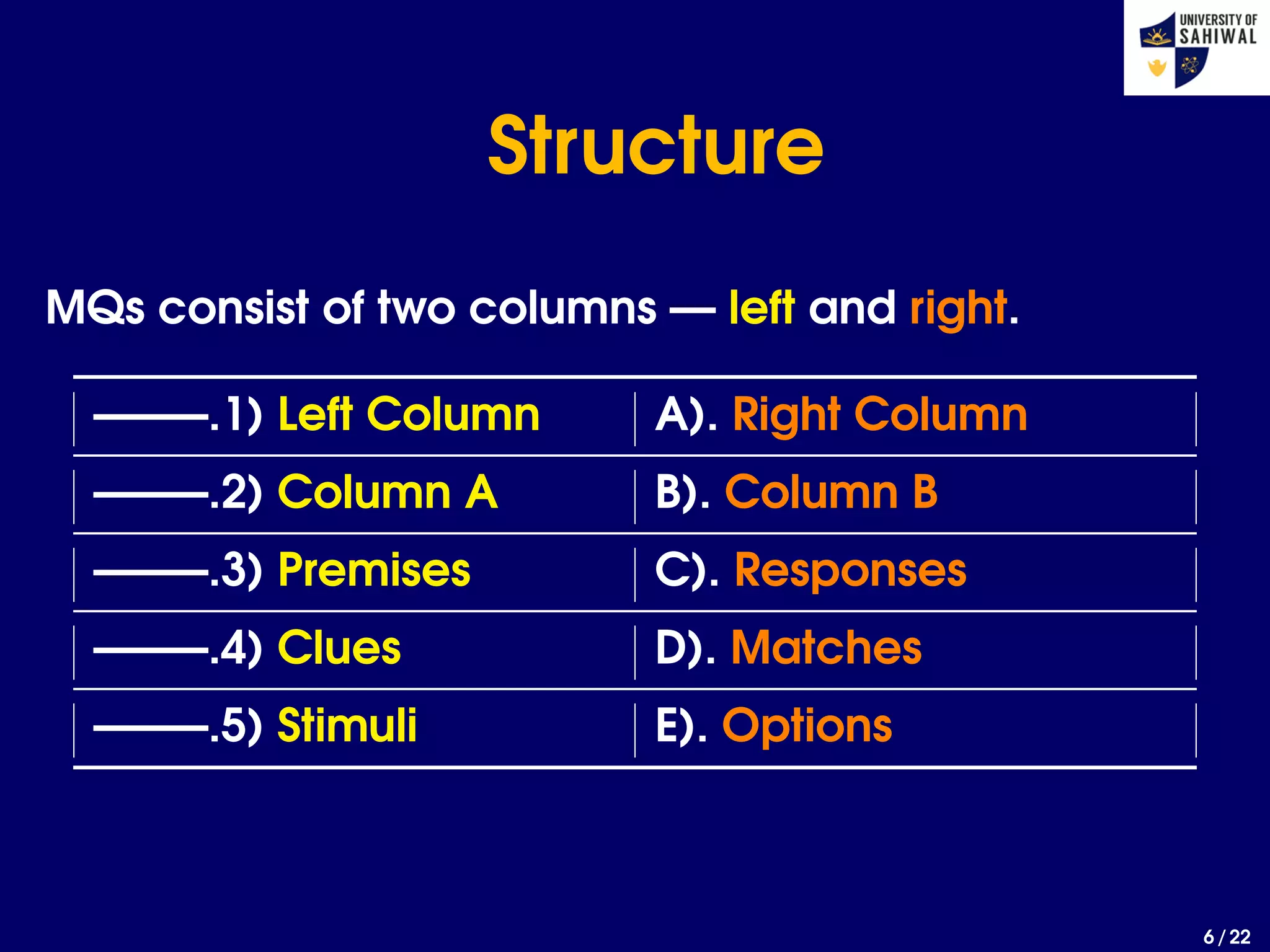 Types of Assessment: Matching Questions | PDF