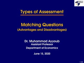 Types of Assessment: Matching Questions | PDF