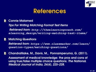 Types of Assessment: Matching Questions | PDF