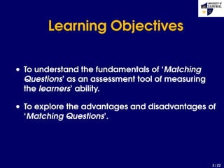 Types of Assessment: Matching Questions | PDF