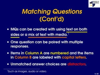 Types of Assessment: Matching Questions | PDF