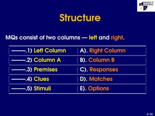 Types of Assessment: Matching Questions | PDF