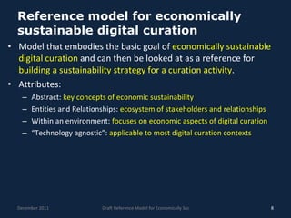 Reference Model for Economically Sustainable Digital Curation | PPT