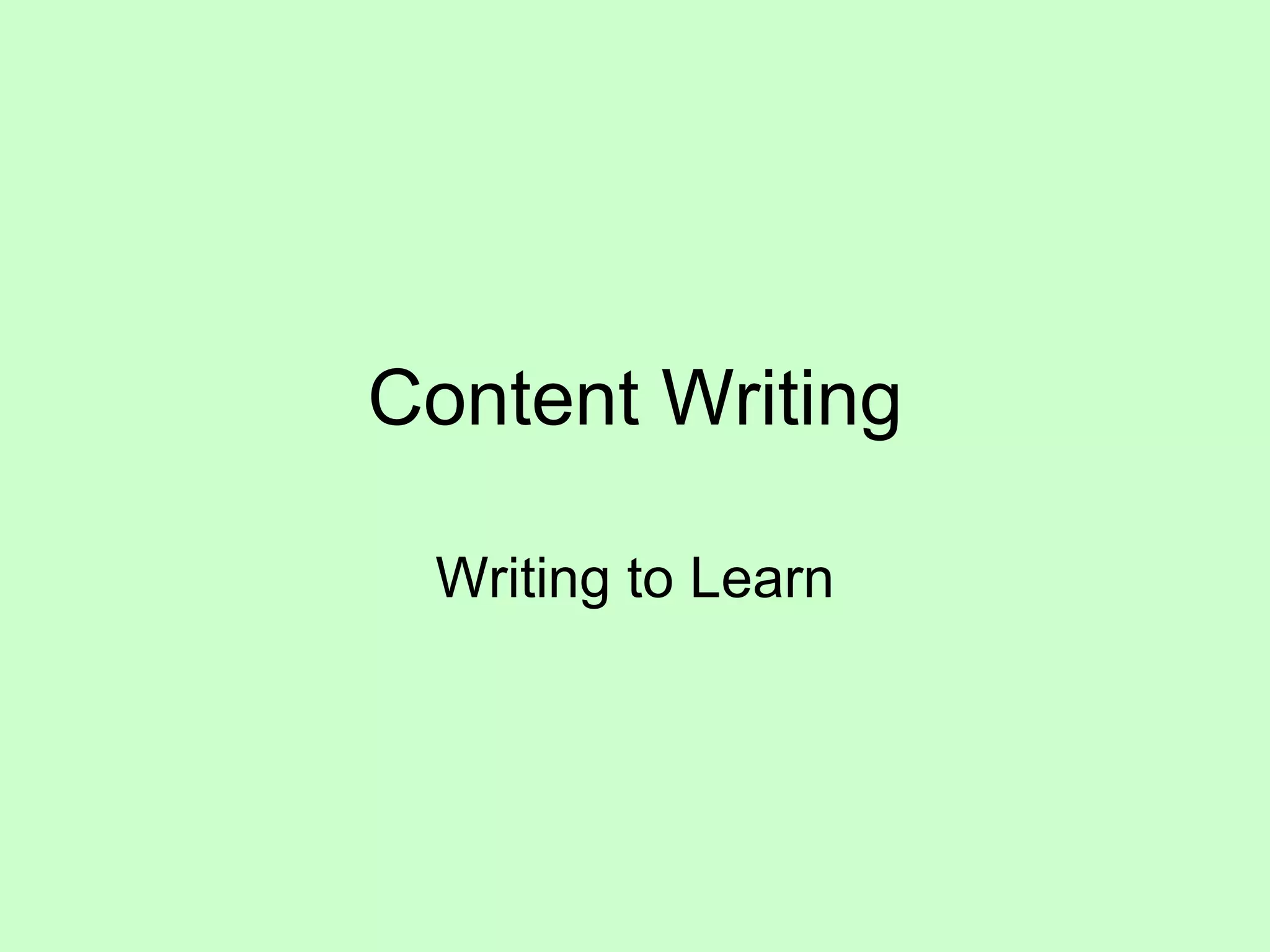 Content Area Writing | PPT