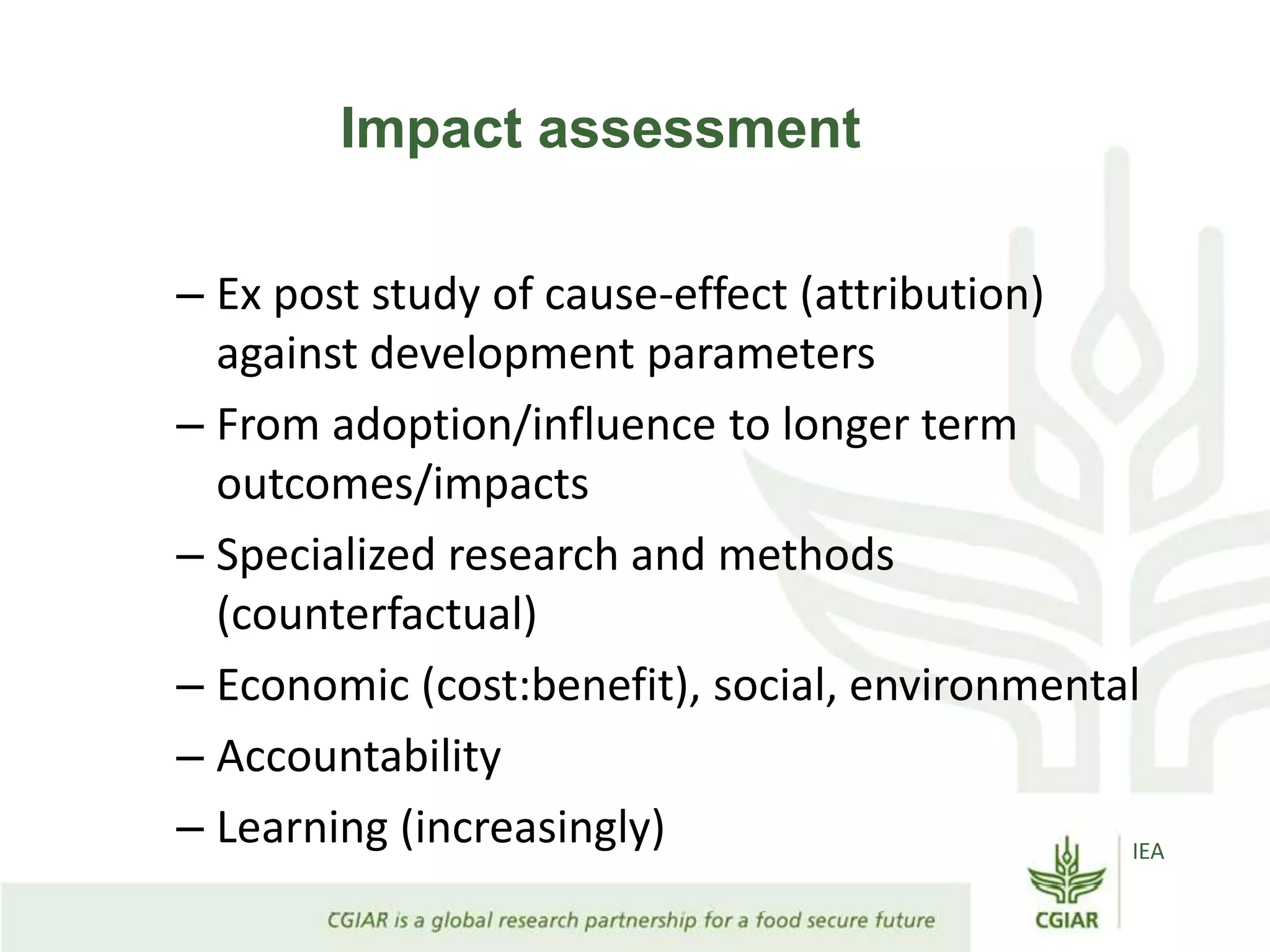 The role of evaluation in a Monitoring, Evaluation, and Impact ...