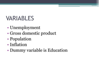 Econometrics - FACTORS EFFECTING UNEMPLOYMENT | PPTX