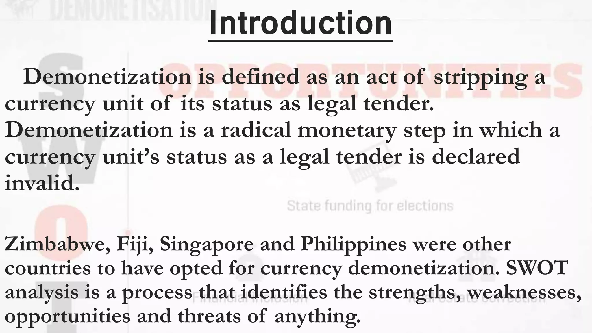 Demonetization and GST: Swot Analysis | PPTX