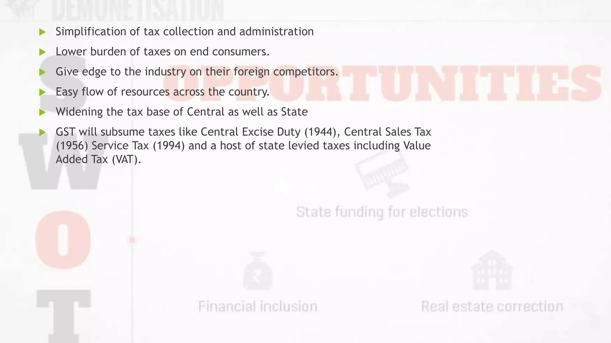 Demonetization and GST: Swot Analysis | PPTX