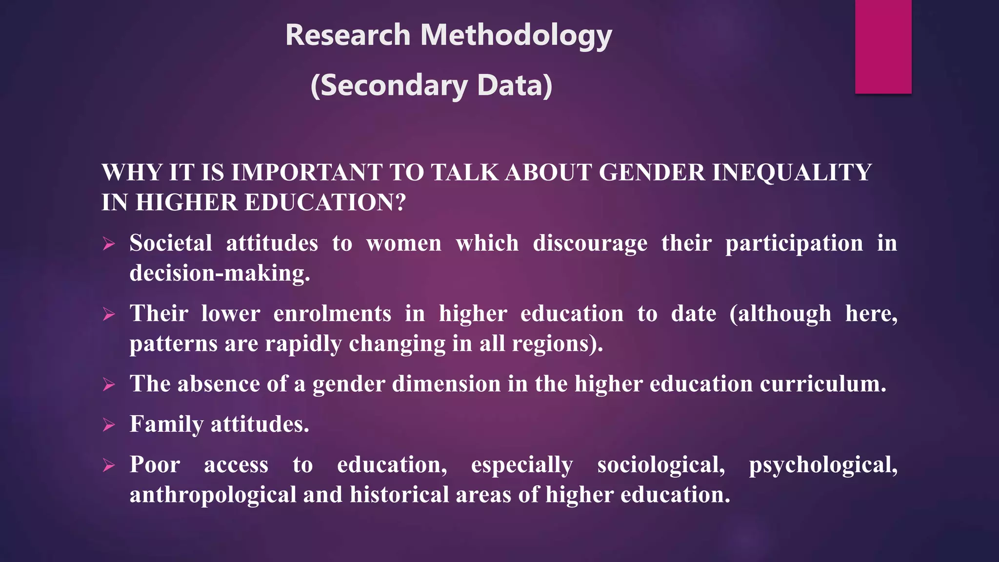Gender inequality in higher education in India context | PPTX