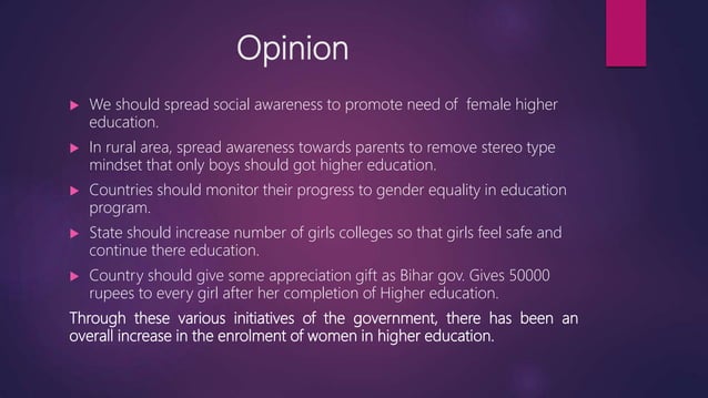 Gender inequality in higher education in India context | PPT
