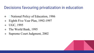 Privatization in Education and its impact on Indian Sociert | PDF