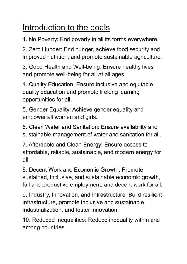 Sustainable development goals/SD goals economics | PDF