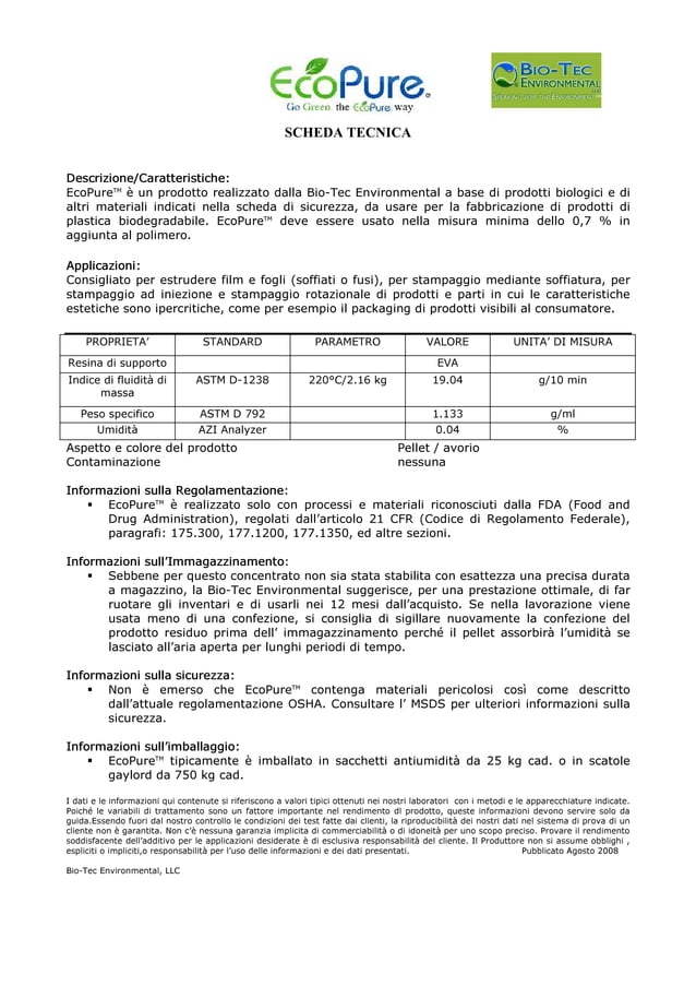 Ficha Técnica Ecopure | PDF