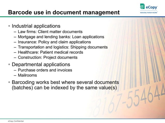 Oce e-Copy Barcode Recognition Services | PPT
