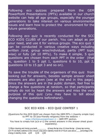Eco quiz contest 1 | DOCX