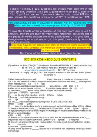 Eco quiz contests | DOCX