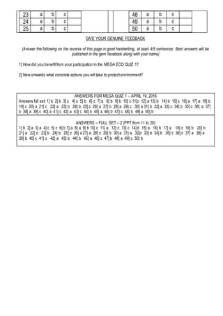 Eco quiz contests | DOCX