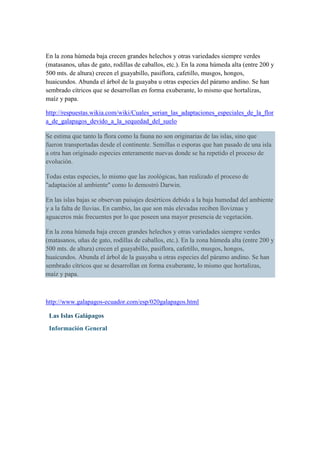 Ecosistemas de las islas galápagos | DOCX