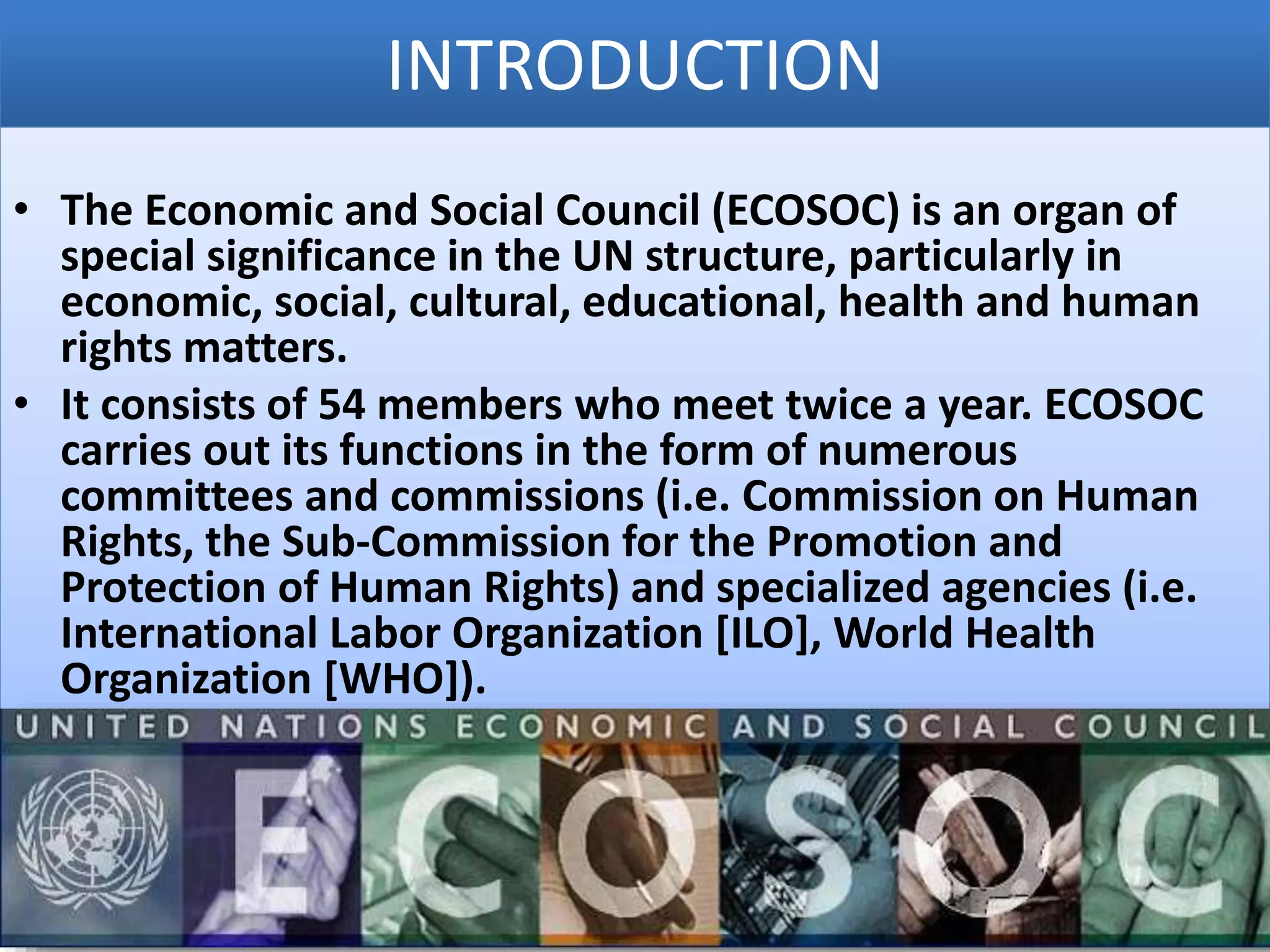 Economic and Social Counsil of United Nations (ECOSOC) | PPTX