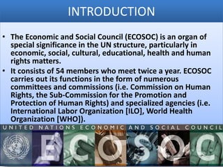 Economic and Social Counsil of United Nations (ECOSOC) | PPTX