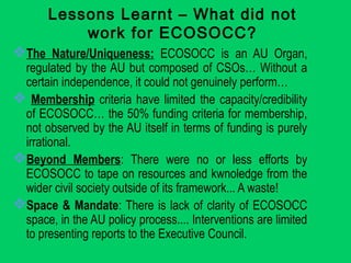 Ecosocc & civil society participation lessons learnt & ways forward | PPT