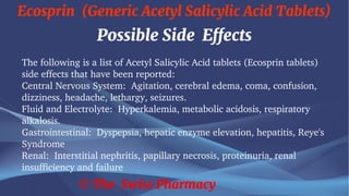 Ecosprin (Generic Acetyl Salicylic Acid Tablets) | PDF