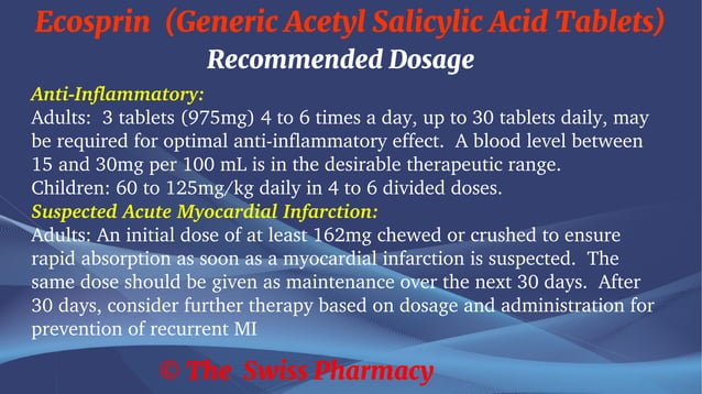 Ecosprin (Generic Acetyl Salicylic Acid Tablets) | PDF