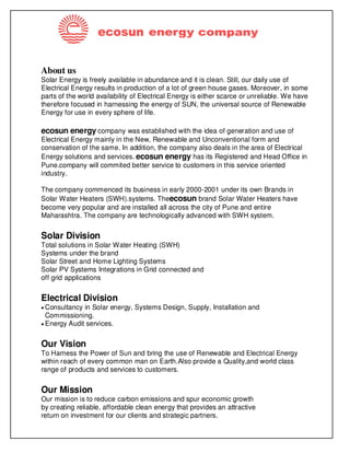 Ecosun Energy Company | PDF | Power and Energy Industry | Industries