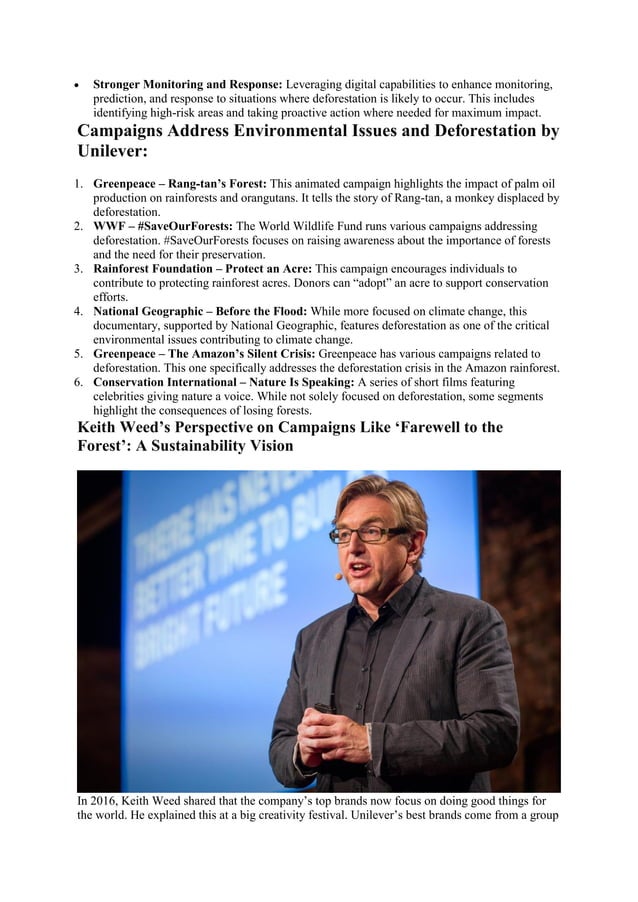 Farewell To The Forest: Unilever's CSR Commitment | Enterprise Wired | PDF