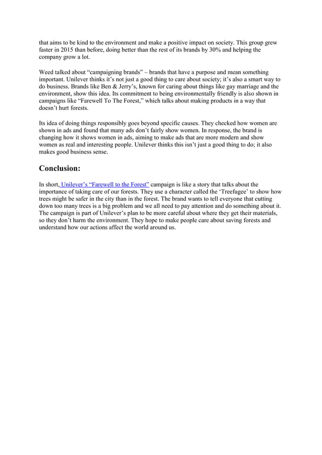 Farewell To The Forest: Unilever's CSR Commitment | Enterprise Wired | PDF