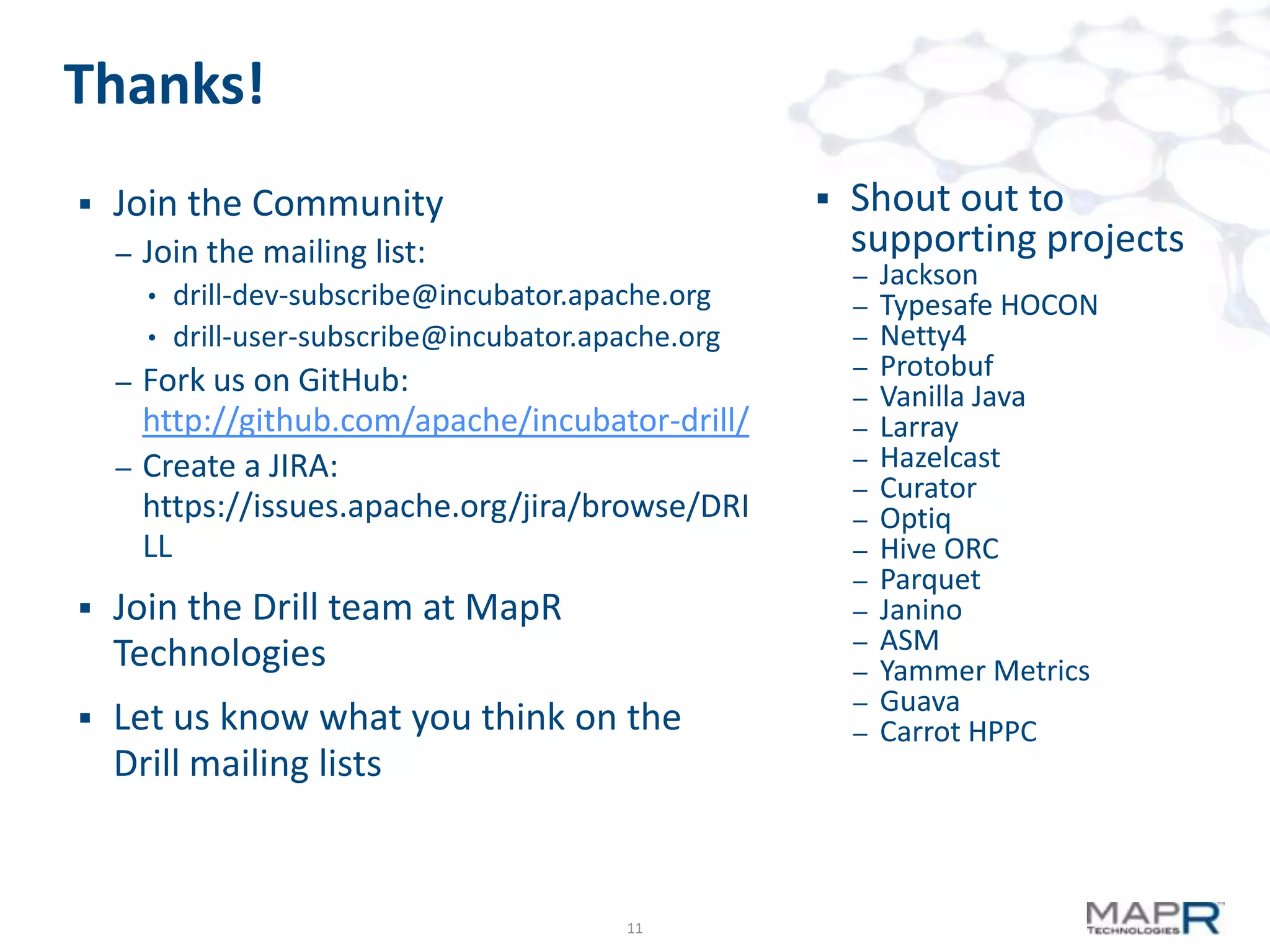 HBaseCon 2013: Apache Drill - A Community-driven Initiative to Deliver ANSI SQL Capabilities for ...