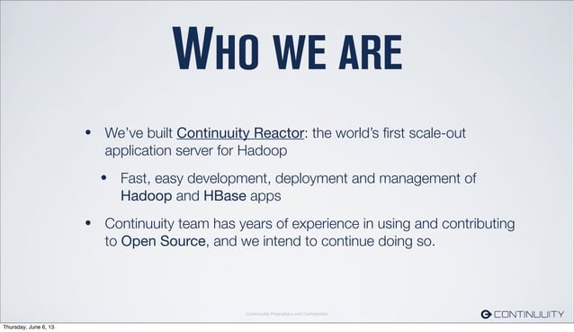 HBaseCon 2013:High-Throughput, Transactional Stream Processing on Apache HBase | PDF