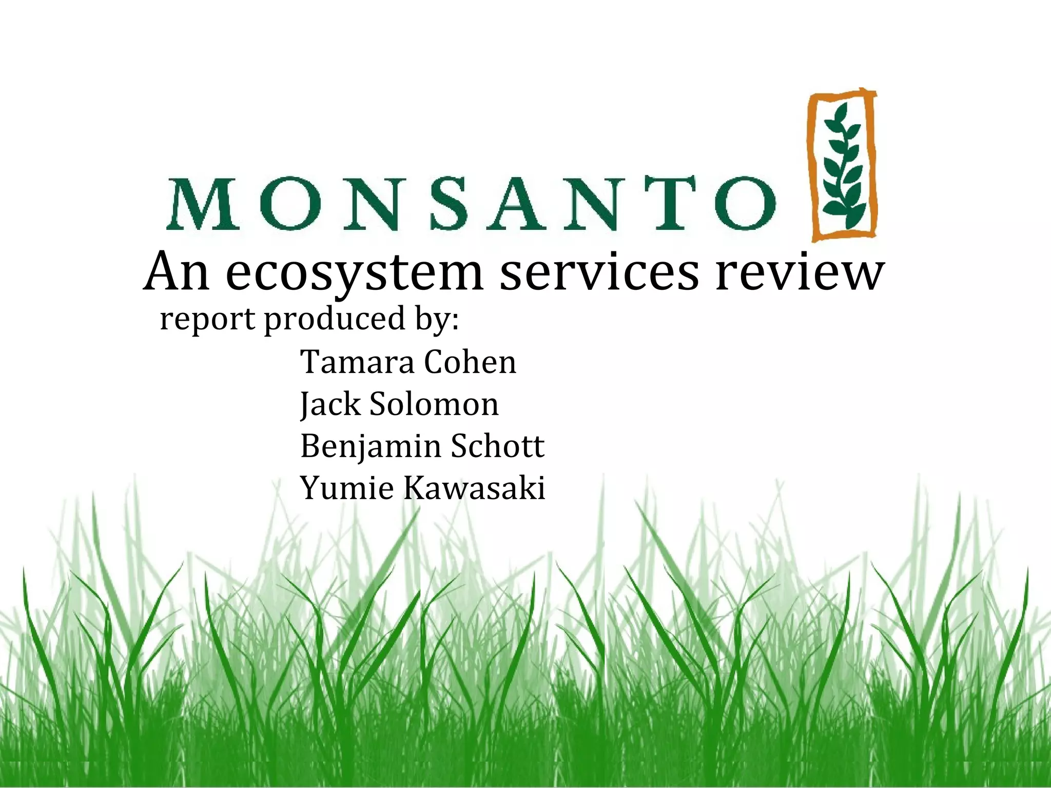 Ecosystem Analysis - Monsanto Seeds And Traits | PPT