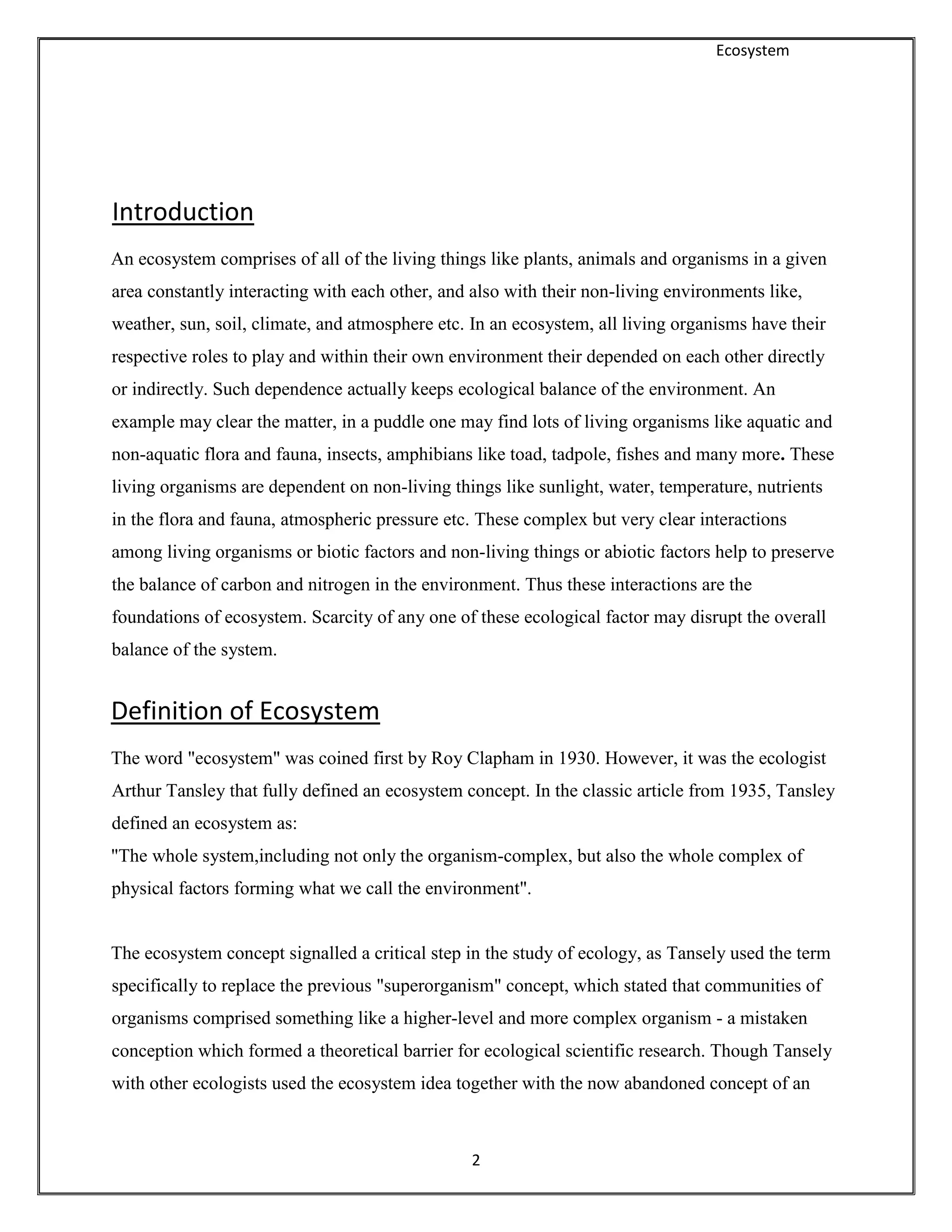 Ecosystem and its function | PDF