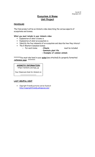 Ecosystem biome animoto project | PDF | Geography | Science