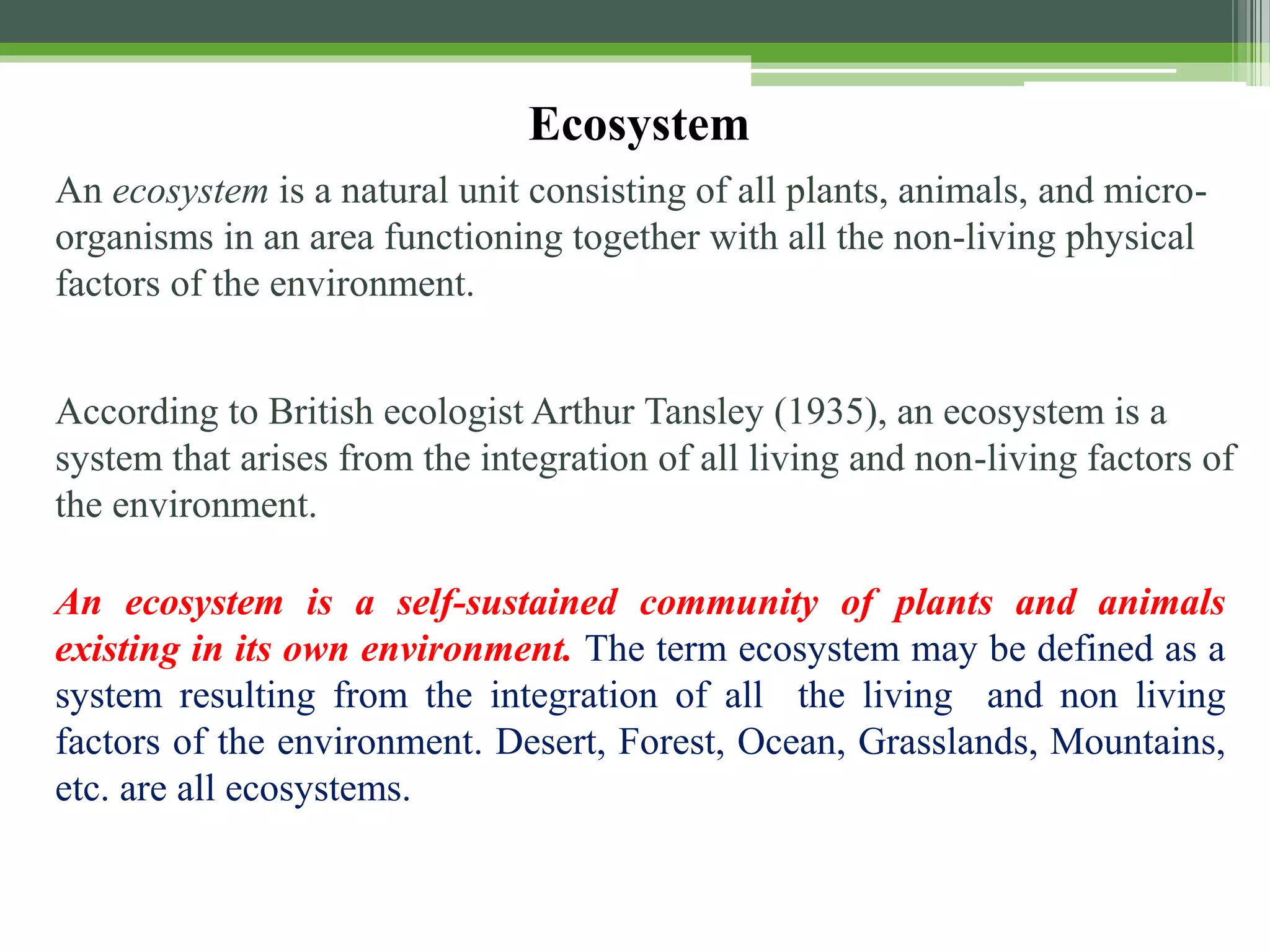 Ecosystem concept and types | PDF