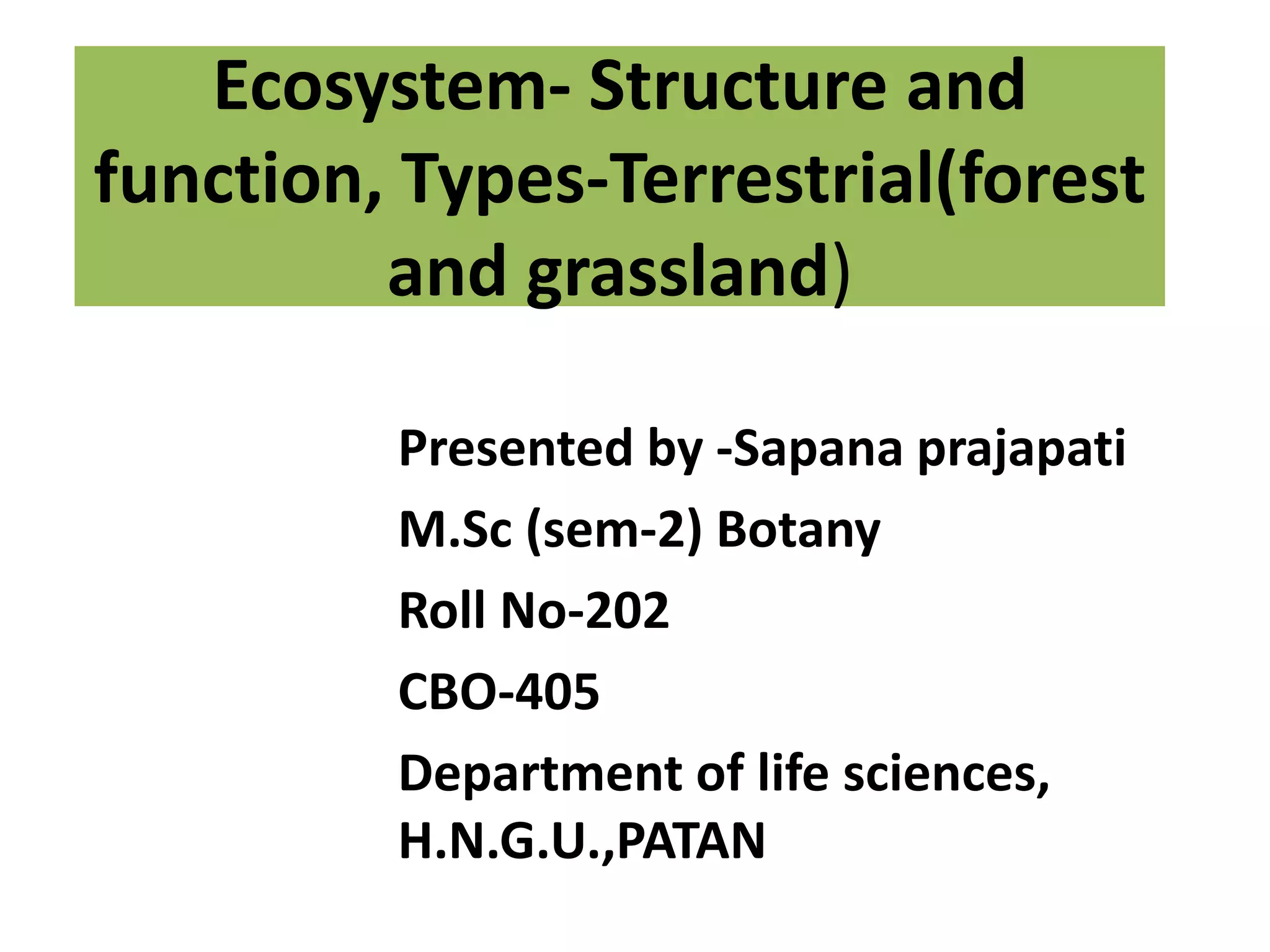Ecosystem function type teristrial(forest and grassland) | PPTX