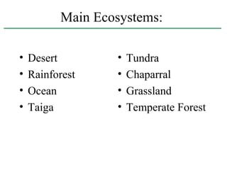 Ecosystems and biodiversity | PPT