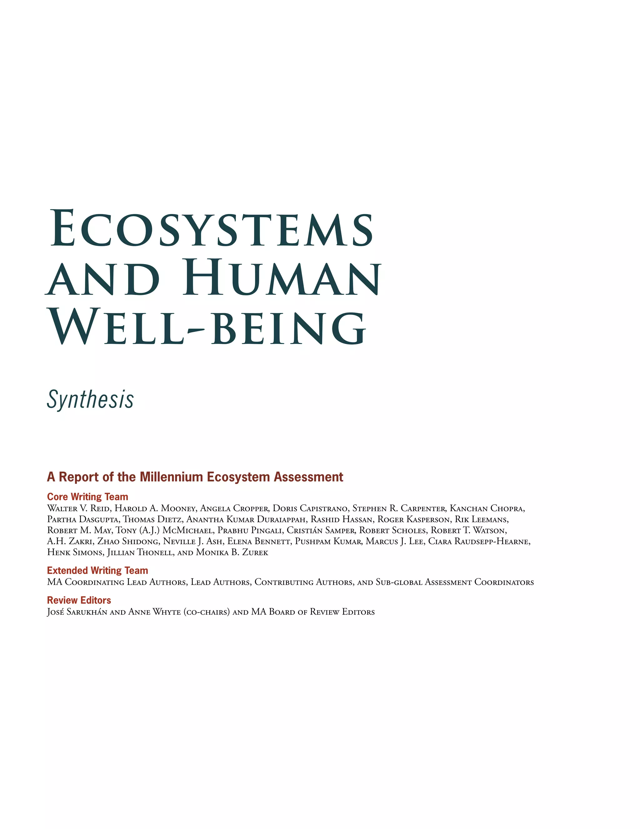 Ecosystems and human well being | PDF