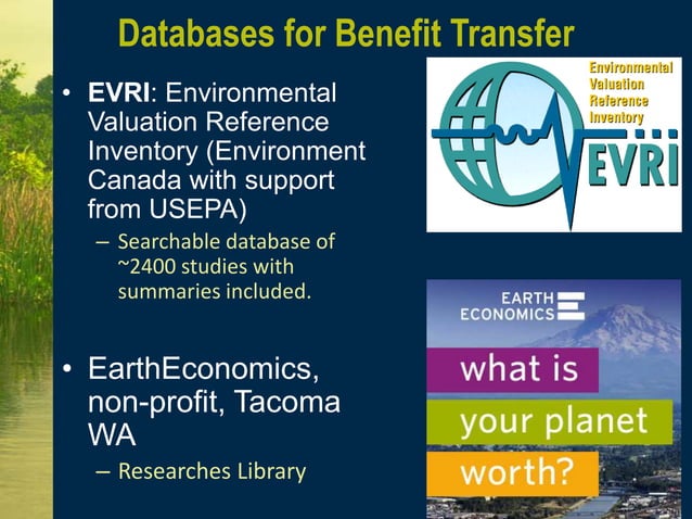 Ecosystem Service Valuation winslow | PPT