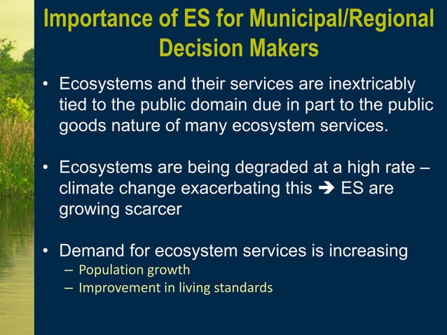 Ecosystem Service Valuation winslow | PPT