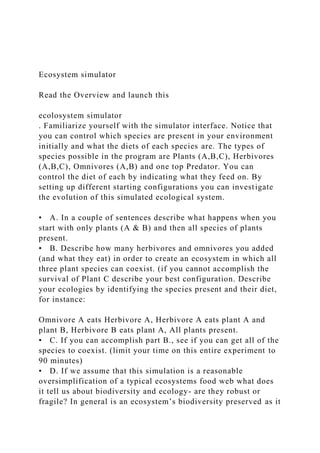 Ecosystem simulatorRead the Overview and launch thisecol.docx