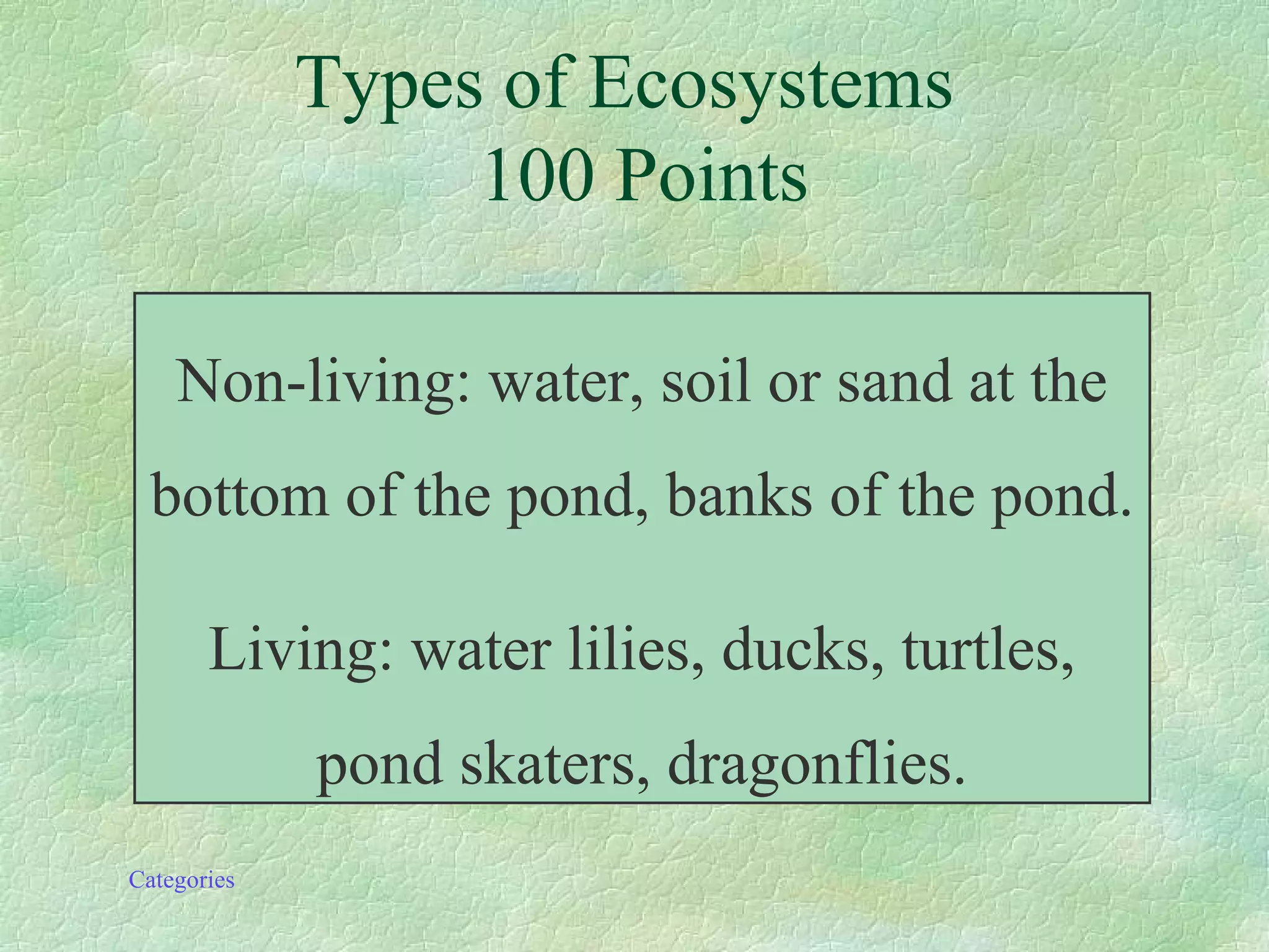 Ecosystems jeopardy game | PPT | Geography | Science