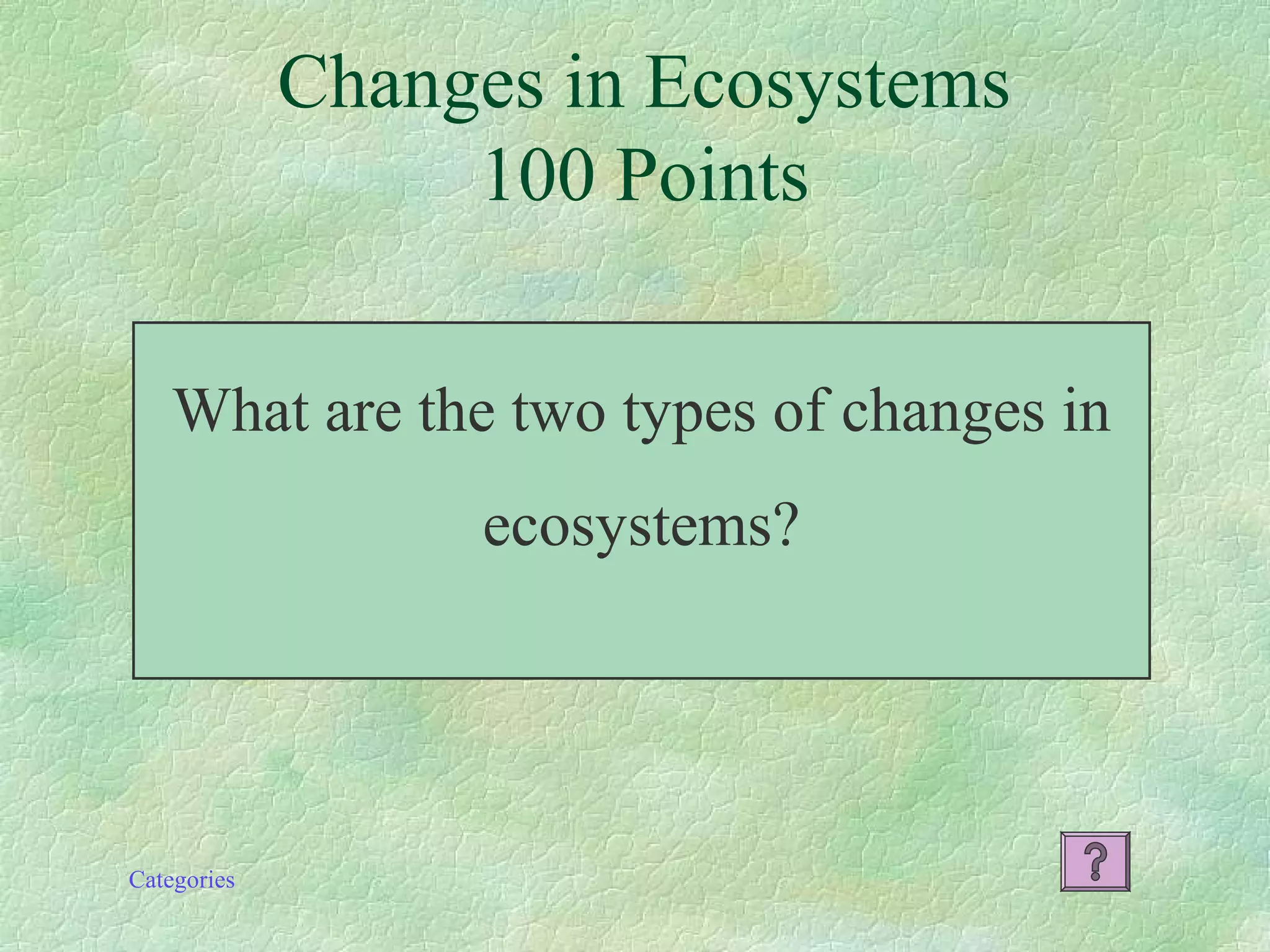 Ecosystems jeopardy game | PPT | Geography | Science