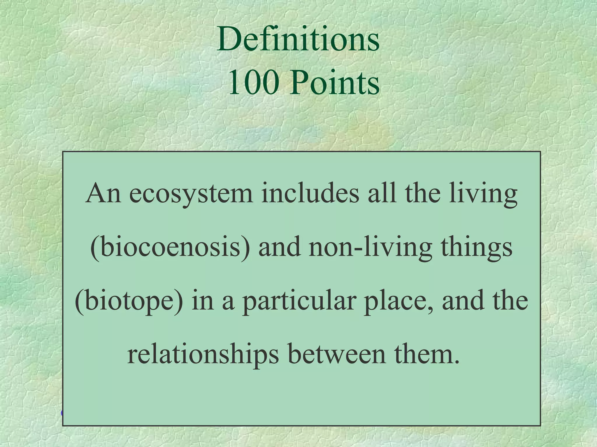 Ecosystems jeopardy game | PPT | Geography | Science