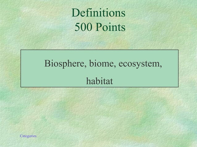 Ecosystems jeopardy game | PPT | Geography | Science